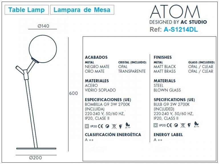 ATOM Table Lamp - Donlighting The best in modern lighting design